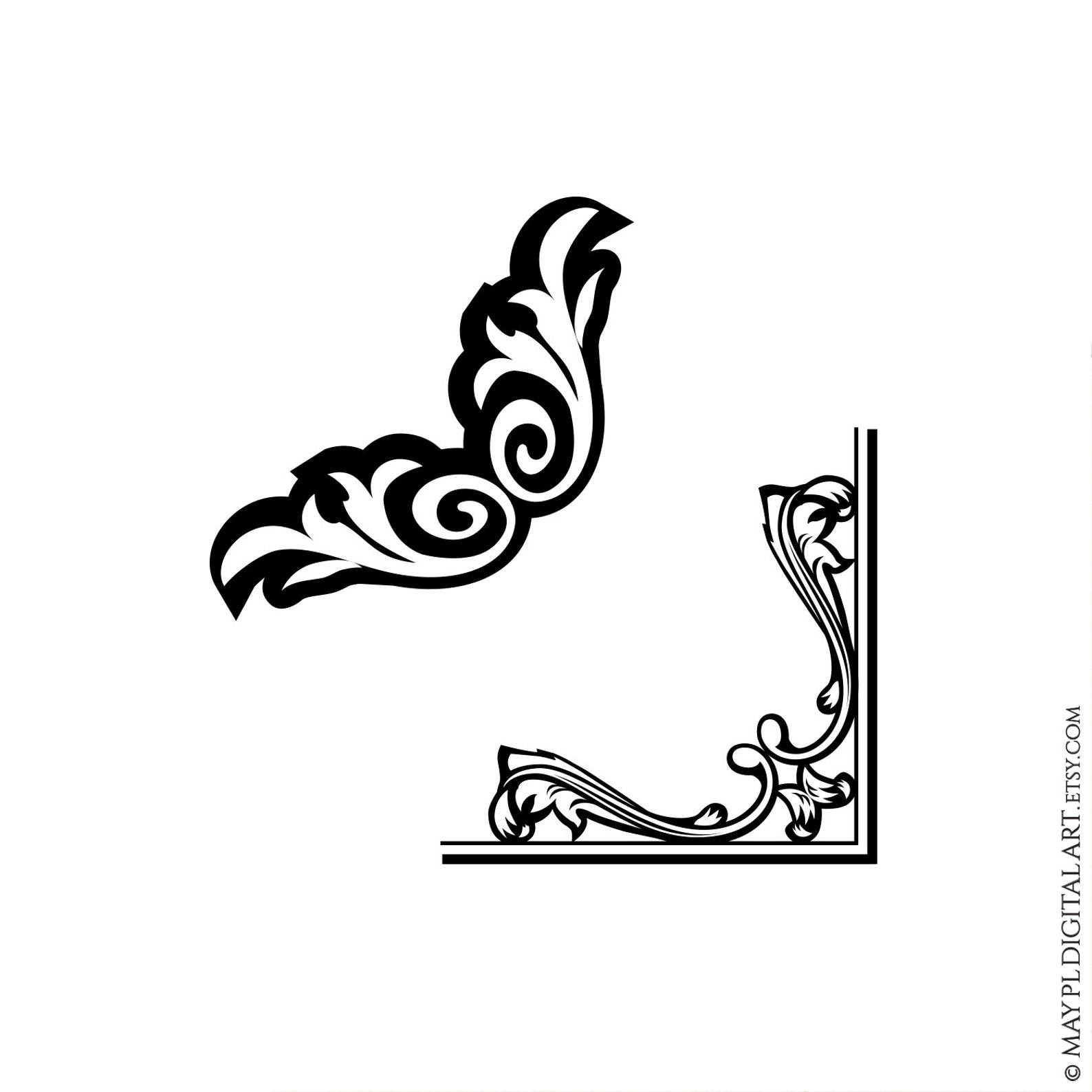 Decorative Border Corners Clip Art Set - Flourish Calligraphy Digital ...