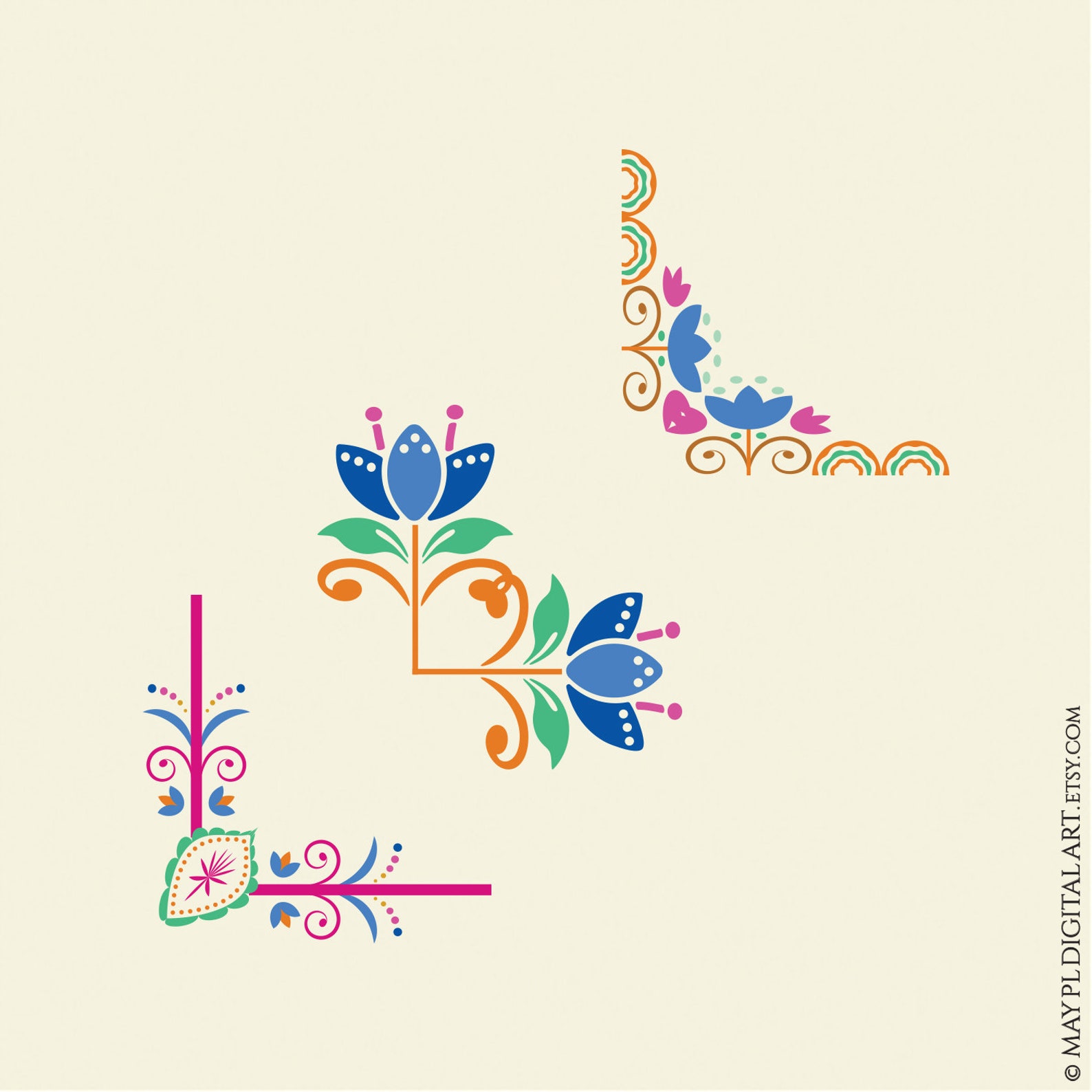 Corners Scandinavian Folk Borders, Design Elements Clip Art ...
