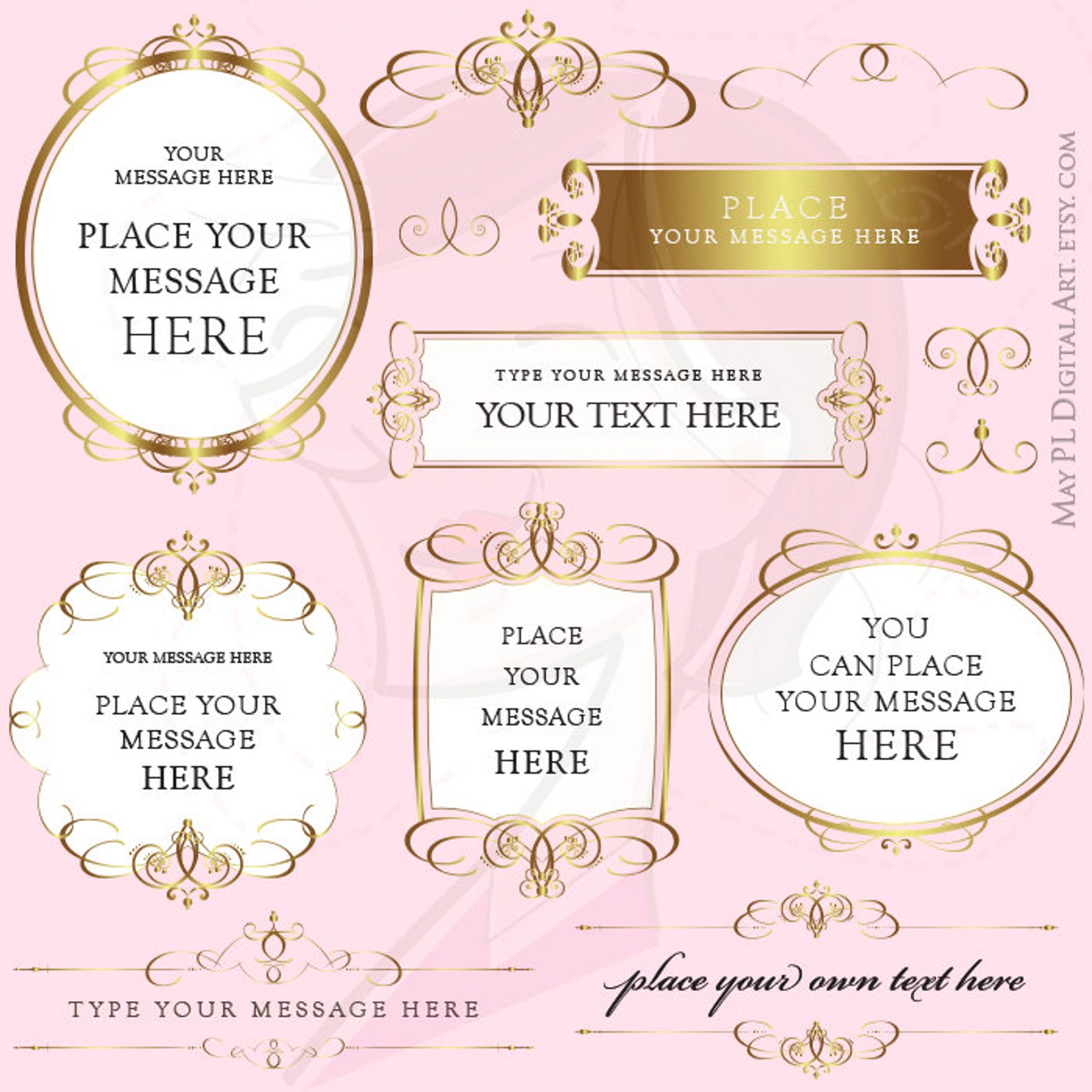 Gold Frames Clip Art COMMERCIAL USE VECTOR Business | Etsy