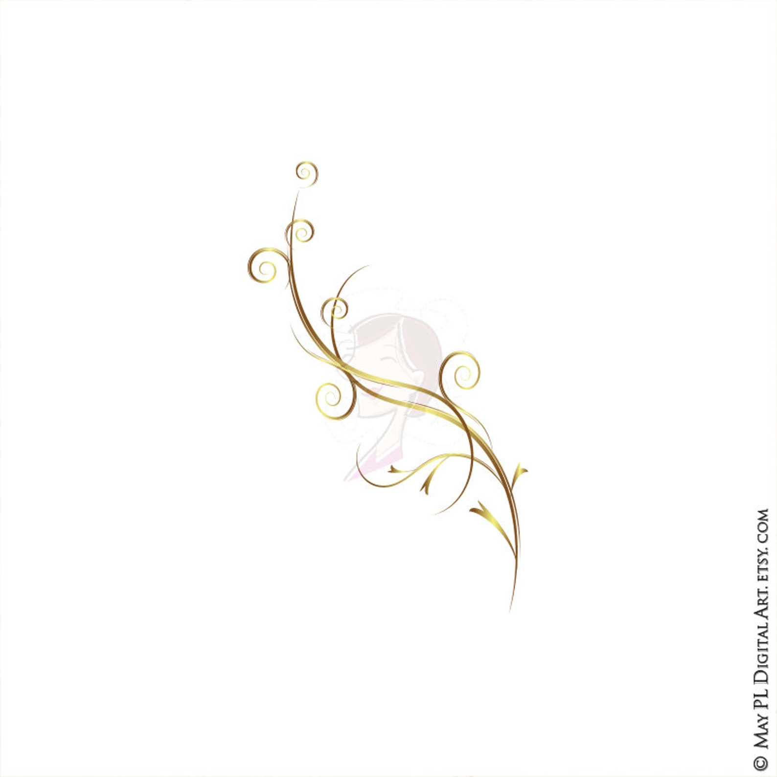 Floral Vine Gold Branches Clipart and Design Elements Great | Etsy