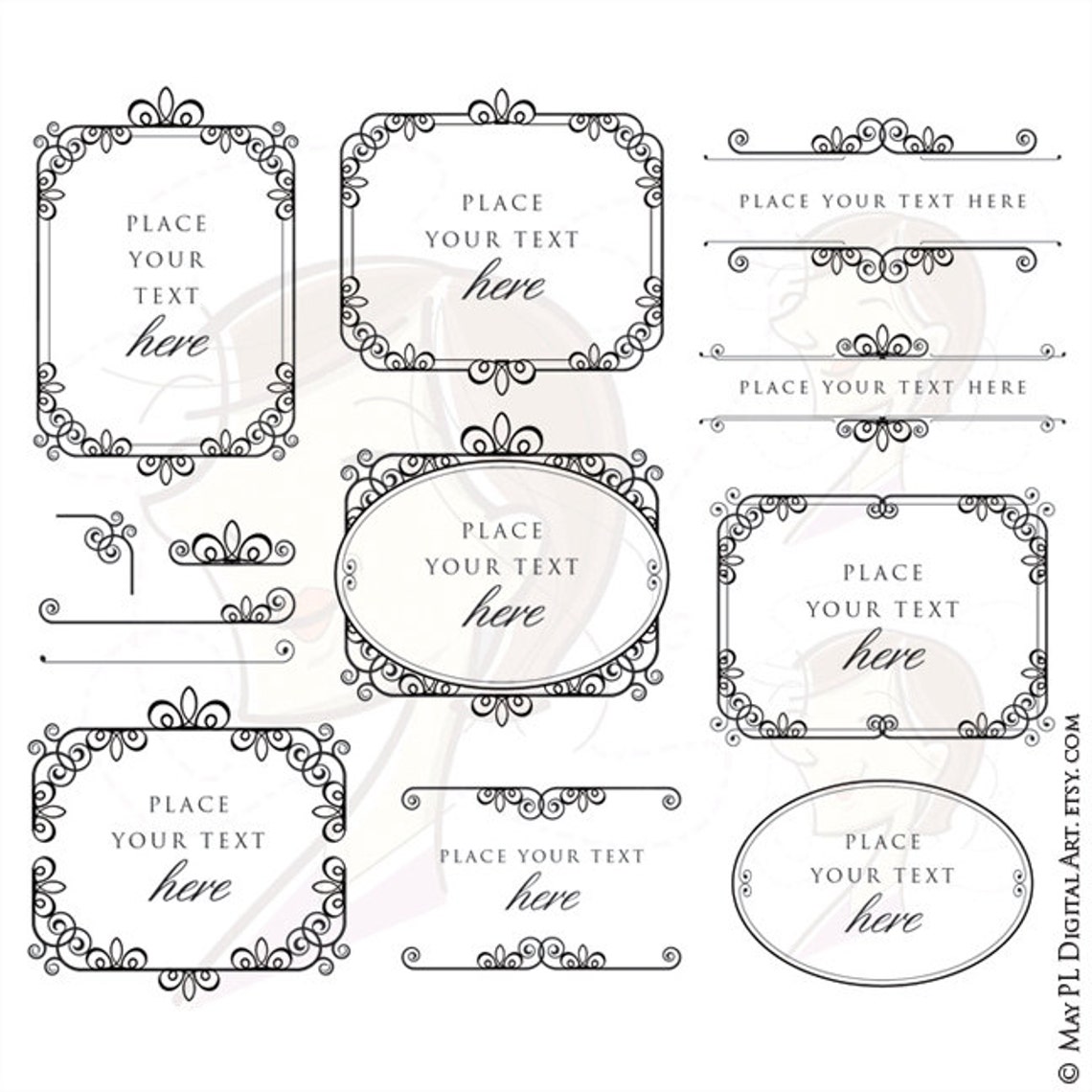 Ornate Corner Frame Clip Art - Beautiful Frames and Text Dividers Great ...