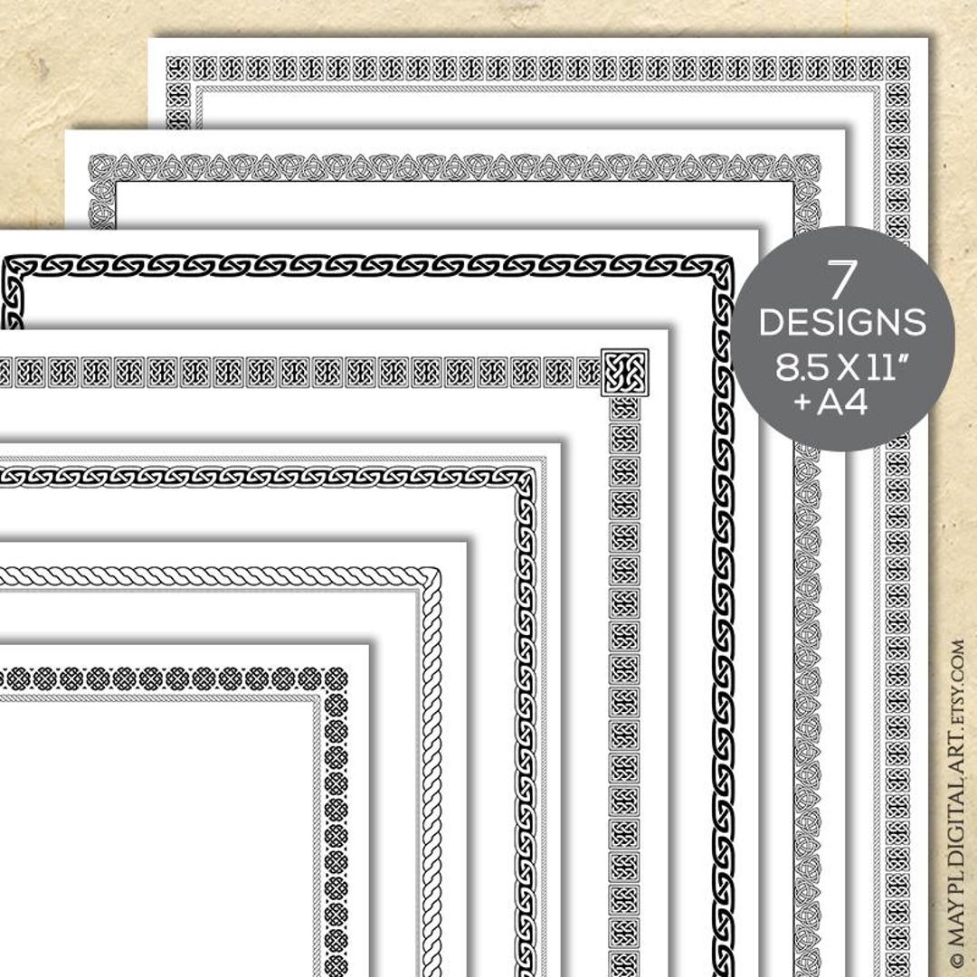 Black Simple Borders Clip Art - Celtic Knots Digital Download Frames ...