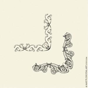 Vintage Corners Old Style Border Edges Foliage Ornate Black Clipart ...