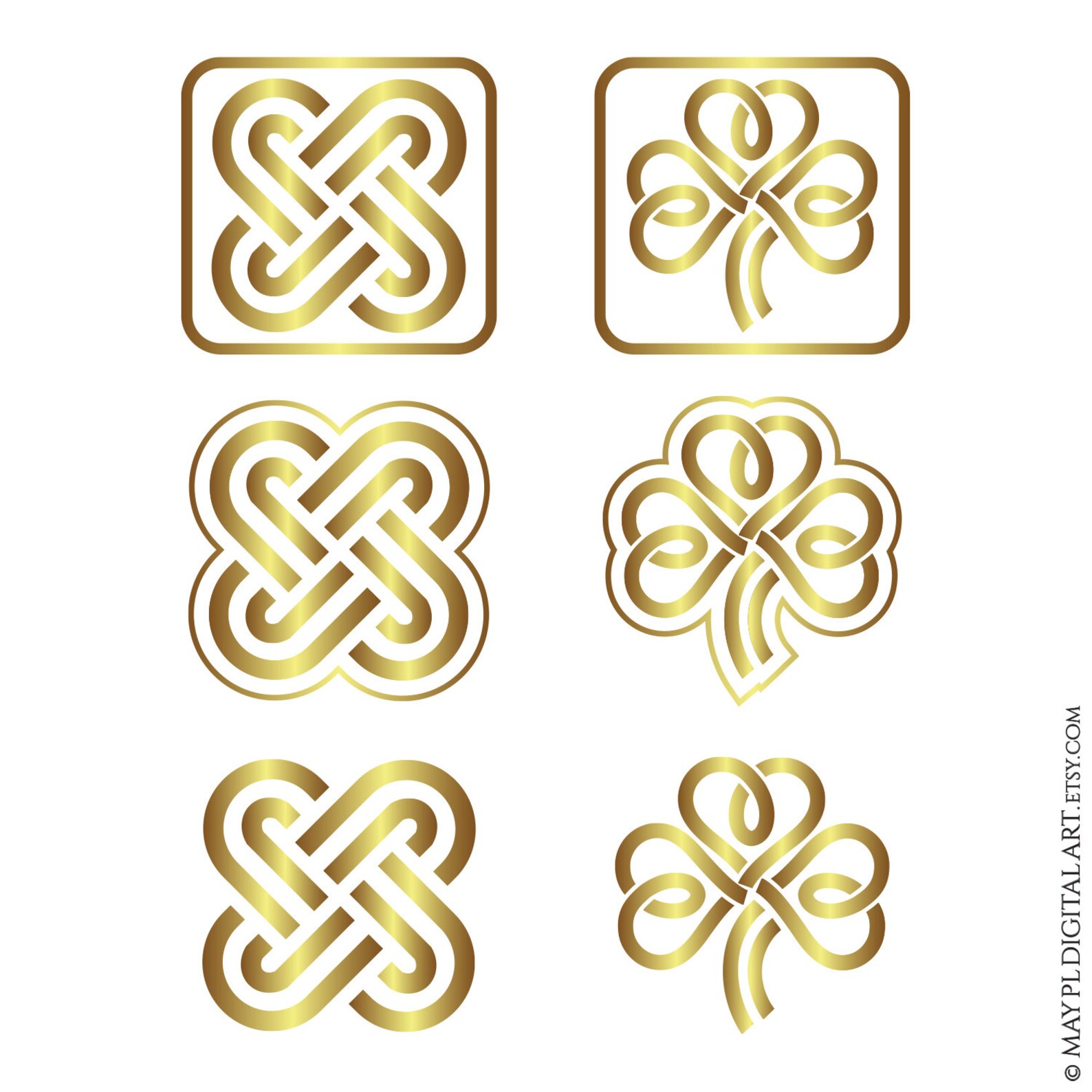 Gold Celtic Symbols, Irish Welsh Clipart - Tree of Life, Triquetra ...
