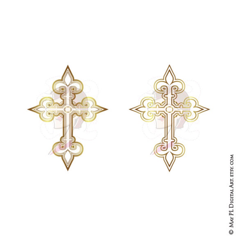 Gold Cross Christian Clip Art Orthodox Ornate Instant Download Easter ...
