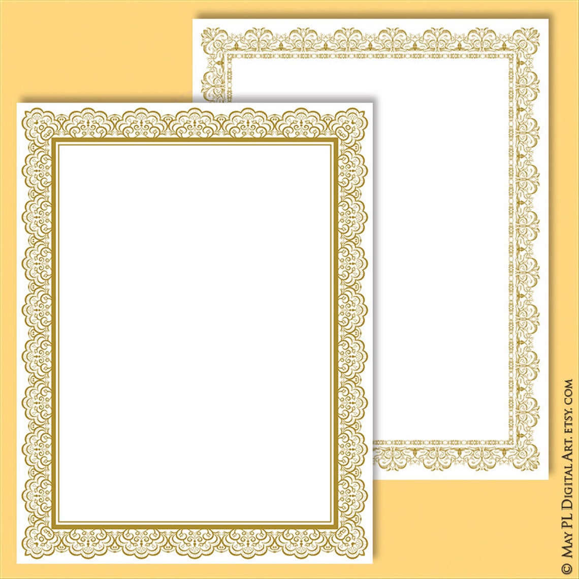 Page Border Gold Certificate Frame Clipart Create Your Own - Etsy
