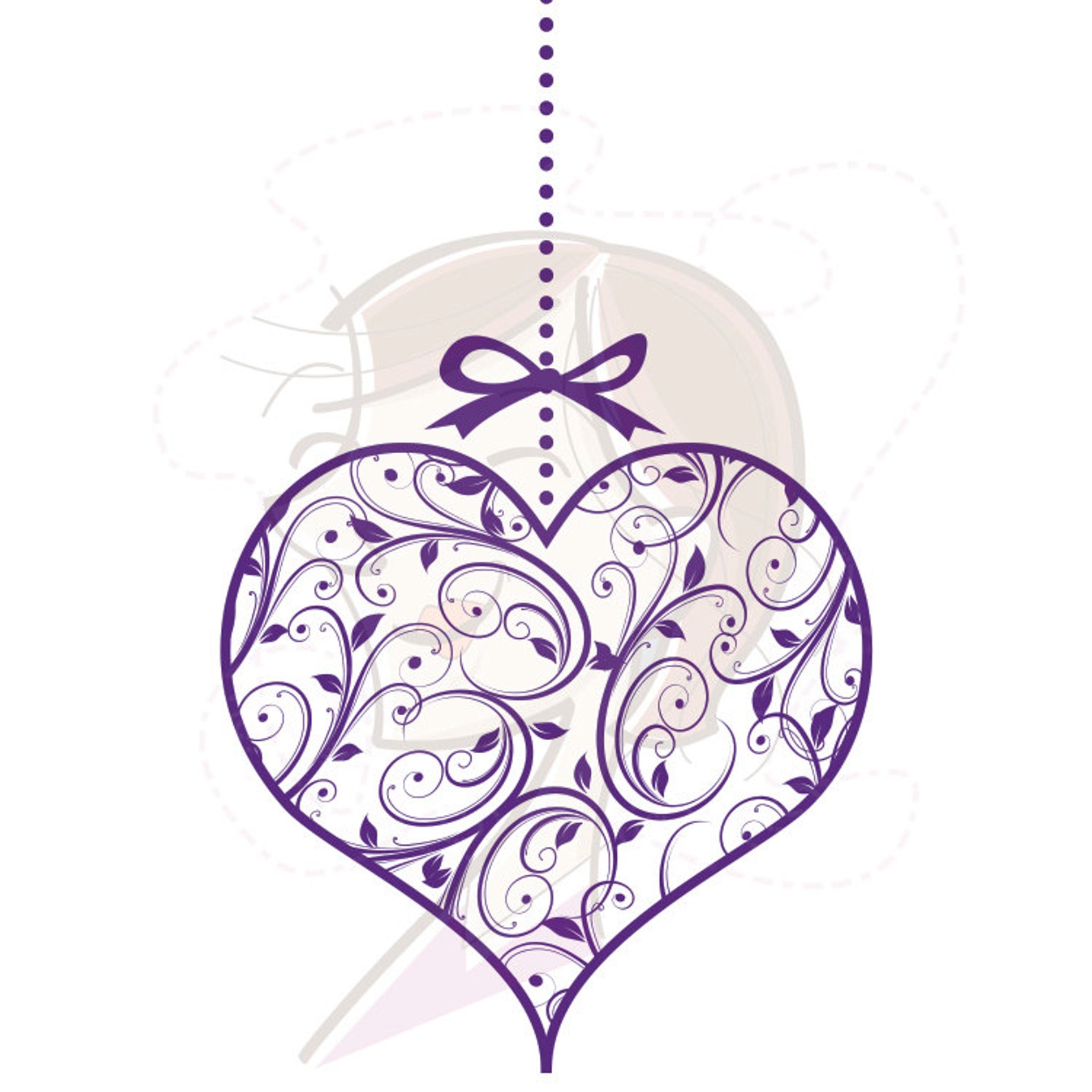 Heart Ornaments Hanging Graphics Clip Art Vintage Purple - Etsy