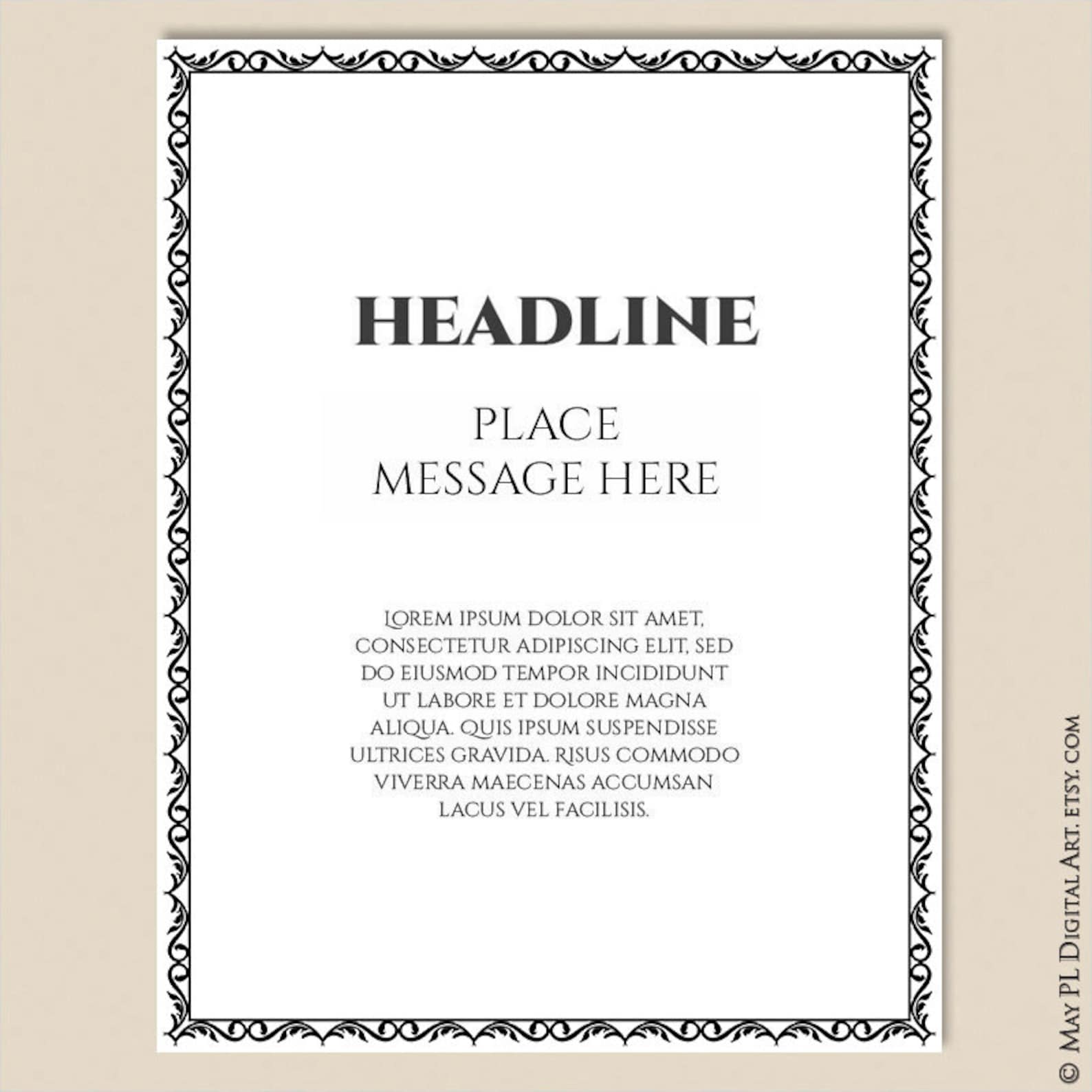 Thin Simple Borders Black Digital Page Frame Clipart - DIY Certificate ...
