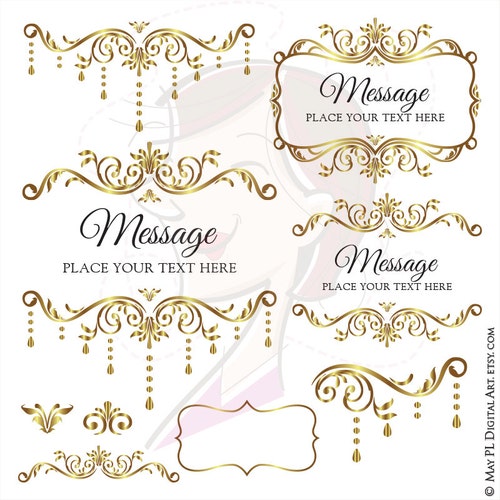 Gold Frame Clipart Digital Flourish Clip Art Chandelier Frames | Etsy