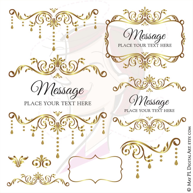 Gold Frame Clipart Digital Flourish Clip Art Chandelier Frames DIY Logo ...