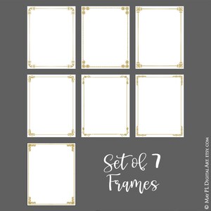 8x11 Gold Digital Frames Antique Foliage Document Set of 7 - Instant ...