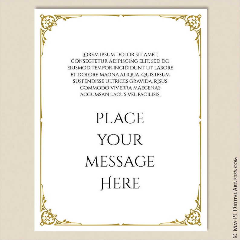 Gold Fancy Document Borders 8x11 Page Digital Frame Vintage - Etsy