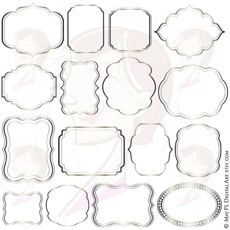 Silver Frames Clipart Commercial Use Vector Graphics Great - Etsy