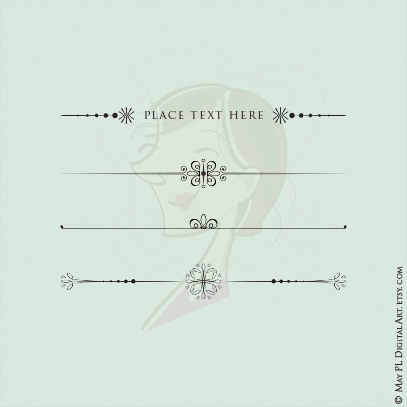 Text Dividers Floral Clipart - Decorative Divider Digital Clip Art Use ...