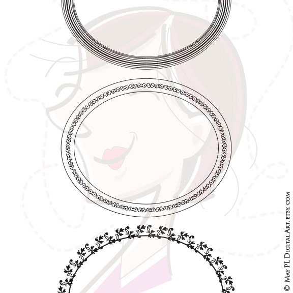 Oval Frame Clip Art Digital VECTOR Ornate Black Retro Frames - Etsy