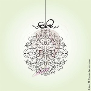 Christmas Baubles Clip Art Retro Xmas Ornaments Decorations Vintage ...