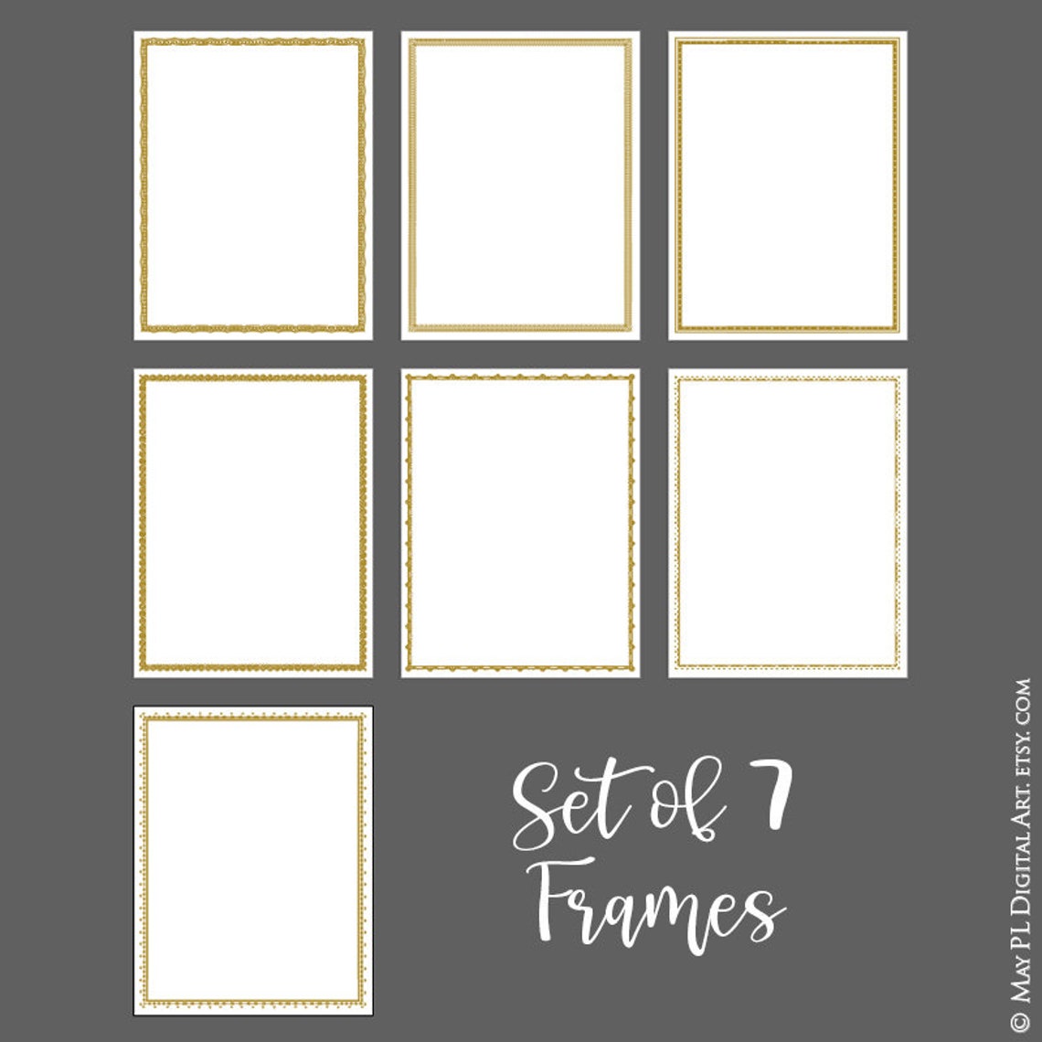 Gold Simple Borders Digital Frames Designs, DIY Certificate, Diploma ...