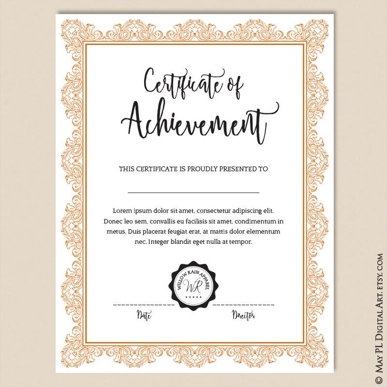 Page Border Frames 8x11 and A4 Burnt Orange Digital Design - Diplomas ...