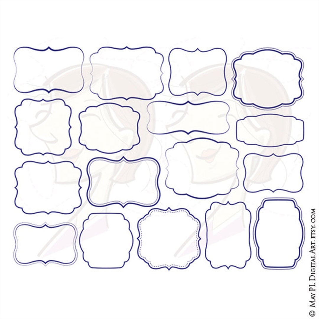 Blue Frames Navy Blue Borders Vector Clip Art - Commercial Use Graphics ...