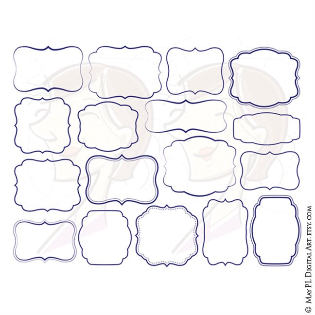 Blue Frames Navy Blue Borders Vector Clip Art - Commercial Use Graphics ...