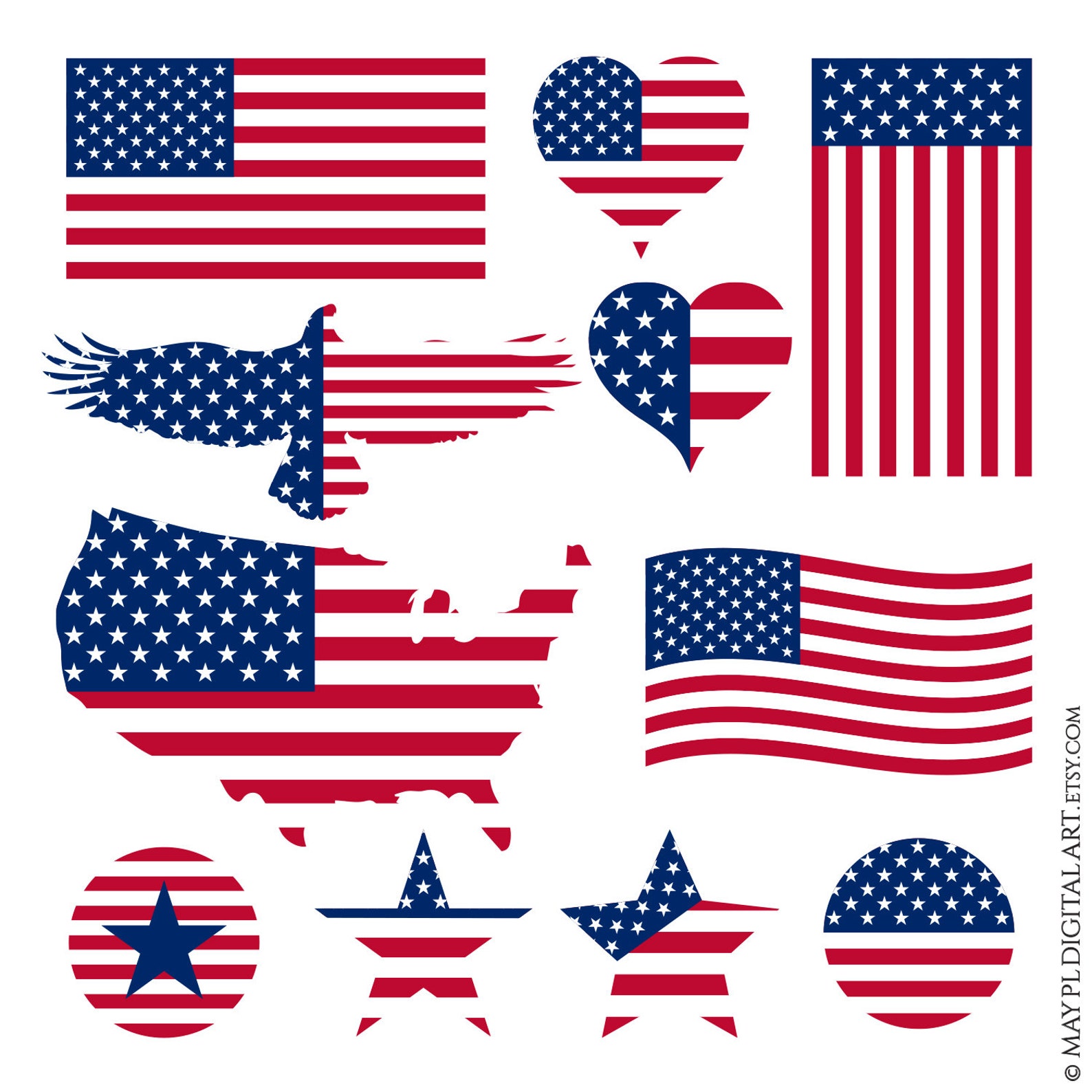 Fourth of July, USA Flag American Clipart, Independence Day, Patriotic ...