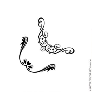 Decorative Border Corners Clip Art Set - Flourish Calligraphy Digital ...