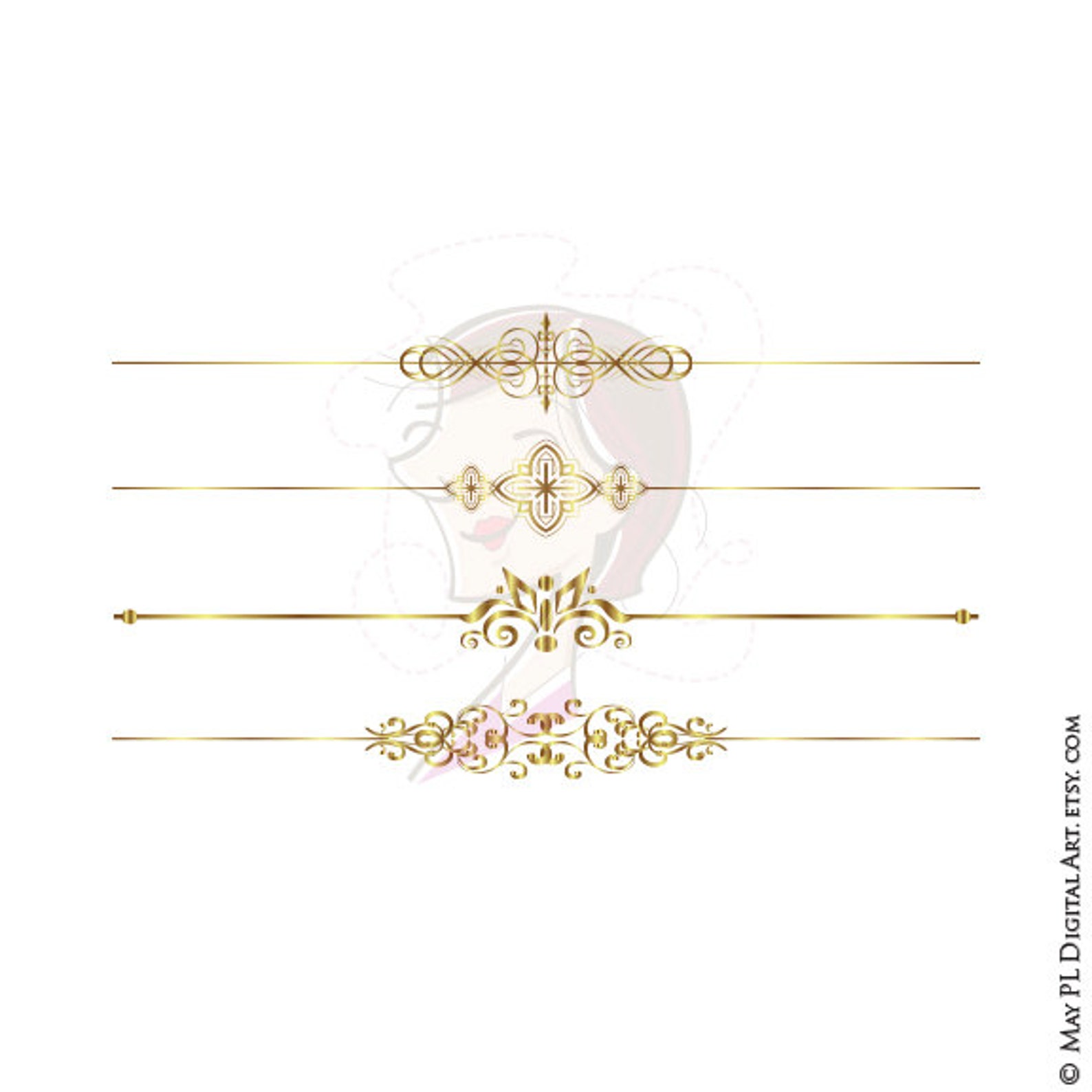 Gold Text Dividers Clipart Wedding Page Decoration Office Clip Art ...