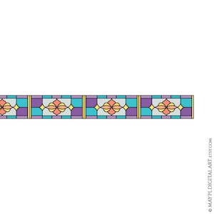 Stained Glass Borders Clipart - Colorful Geometric Shapes Border ...