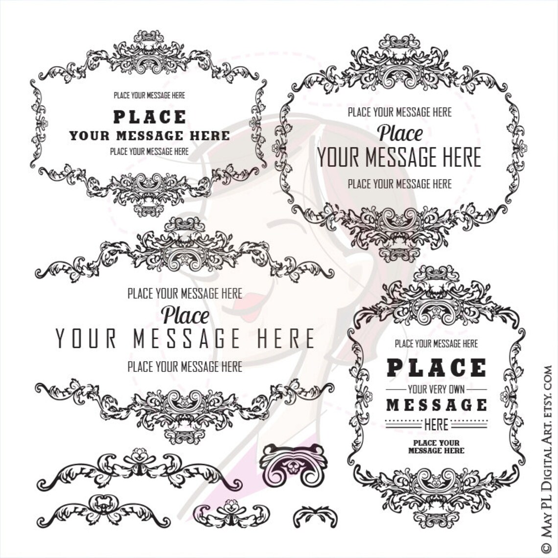 French Country Frames Elegant Fancy Frame Clip Art Perfect - Etsy Australia