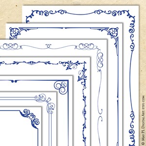 Blue Borders Document Page Clip Art, 8x11 Digital Frame Vintage ...