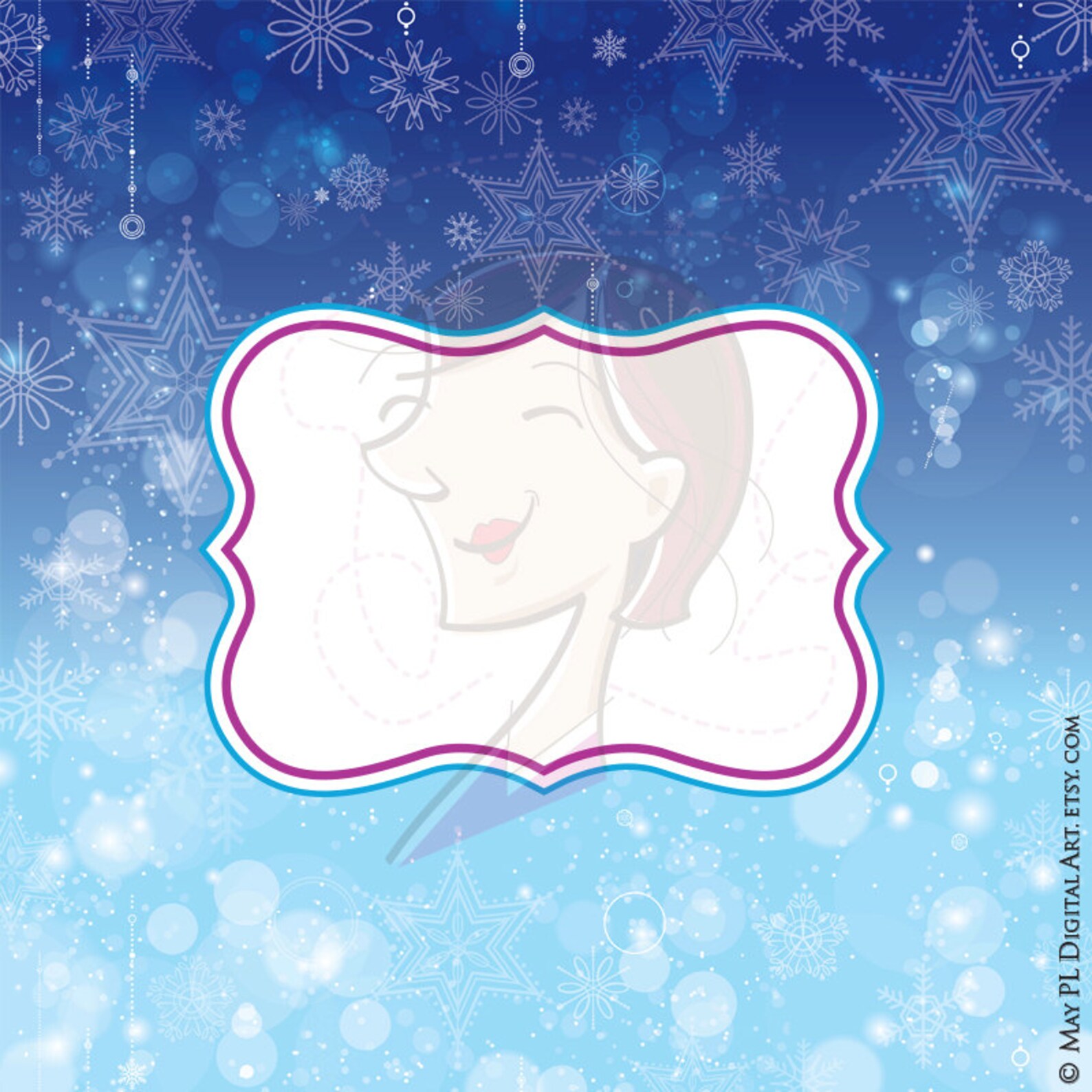 Frozen Digital Frames Winter Clipart Diy Birthday Invitation - Etsy