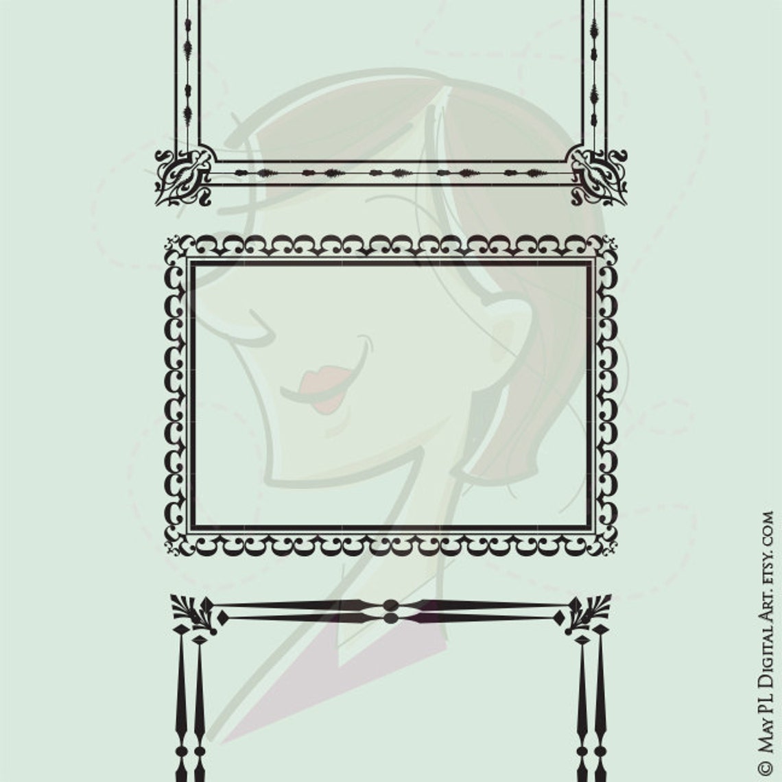 COMMERCIAL USE Frames Digital Retro Clipart Ornate VECTOR Frames Eps ...