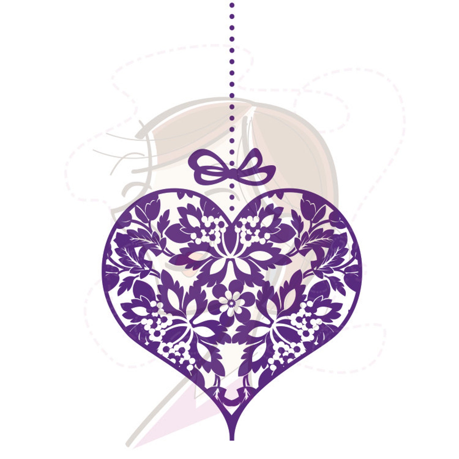 Heart Ornaments Hanging Graphics Clip Art Vintage Purple - Etsy