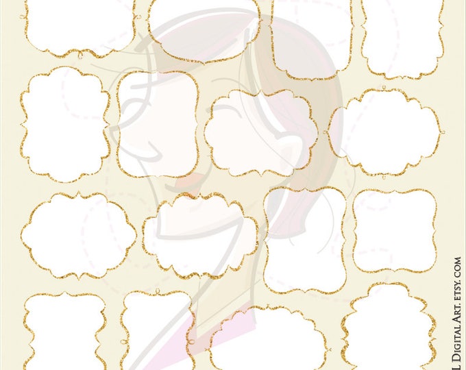 Gold Glitter Borders Clipart, Instant Download, Gold Glitter PNG ...