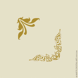 Gold Fancy Corners Digital Clipart, Unique Design Elements - Heritage ...