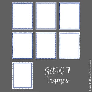 Page Decoration Simple Blue Borders - Thin Line Art Vector Digital ...