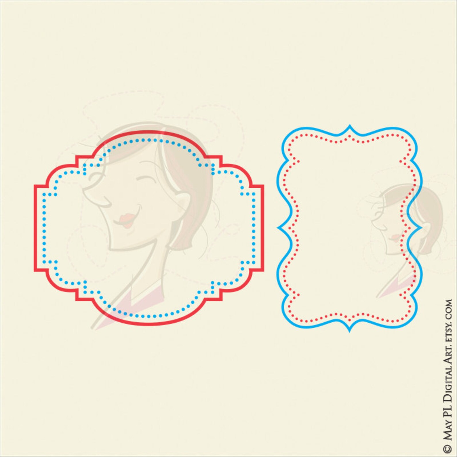 Red Blue Digital Frames Clipart Commercial Use Teacher Craft - Etsy