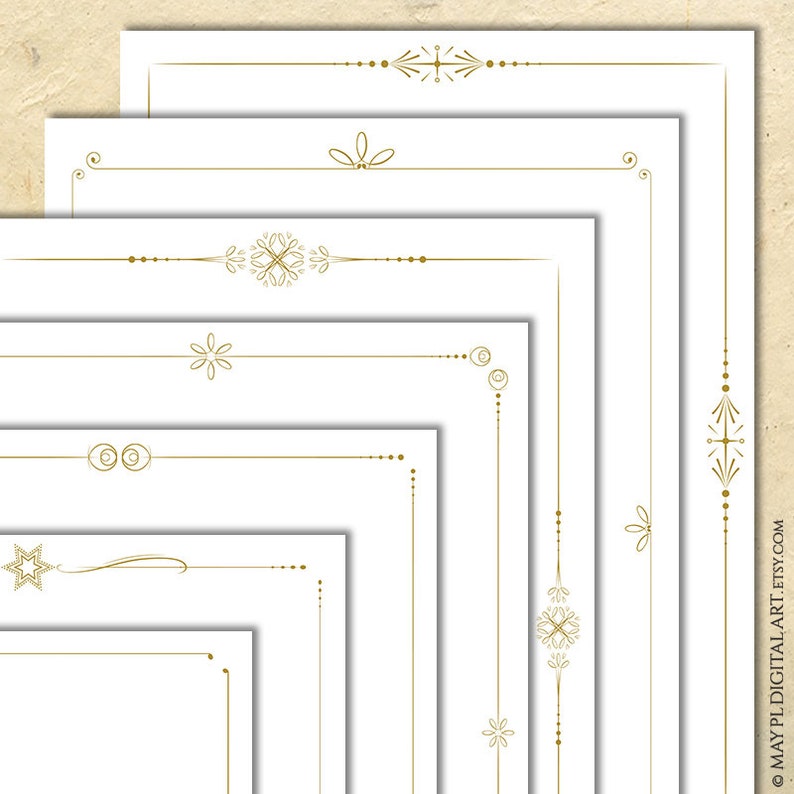 Page Border Clip Art Gold Certificate Document Digital Frame - Etsy