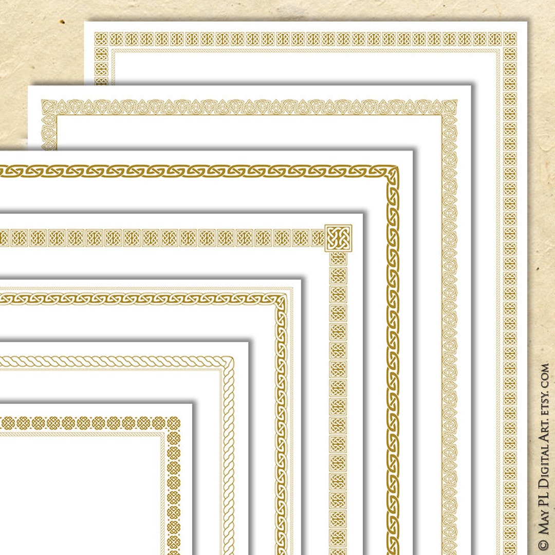Simple Borders Celtic Knot Gold Digital Frames - Certificates, Diplomas ...