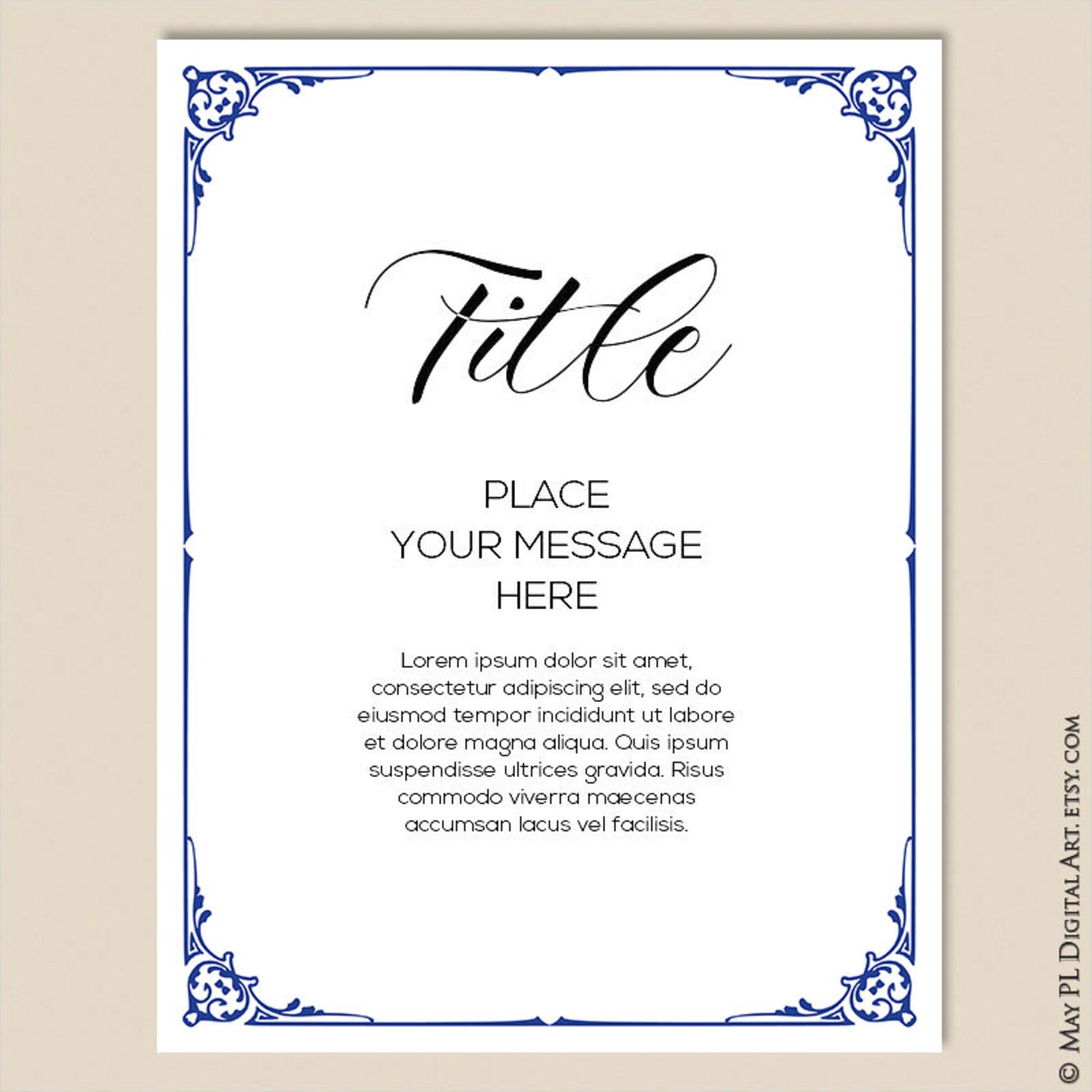 Blue Borders Document Page Clip Art 8x11 Digital Frame - Etsy UK