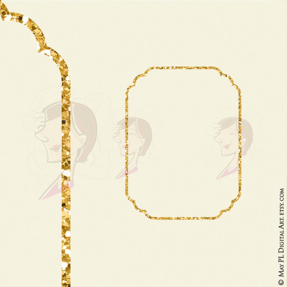 Glitter Frame Gold Clipart Set LARGE 10 Inch Jpeg Png Files Digital ...