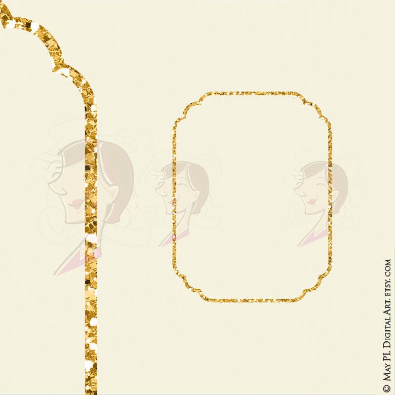 Glitter Frame Gold Clipart Set LARGE 10 Inch Jpeg Png Files Digital ...