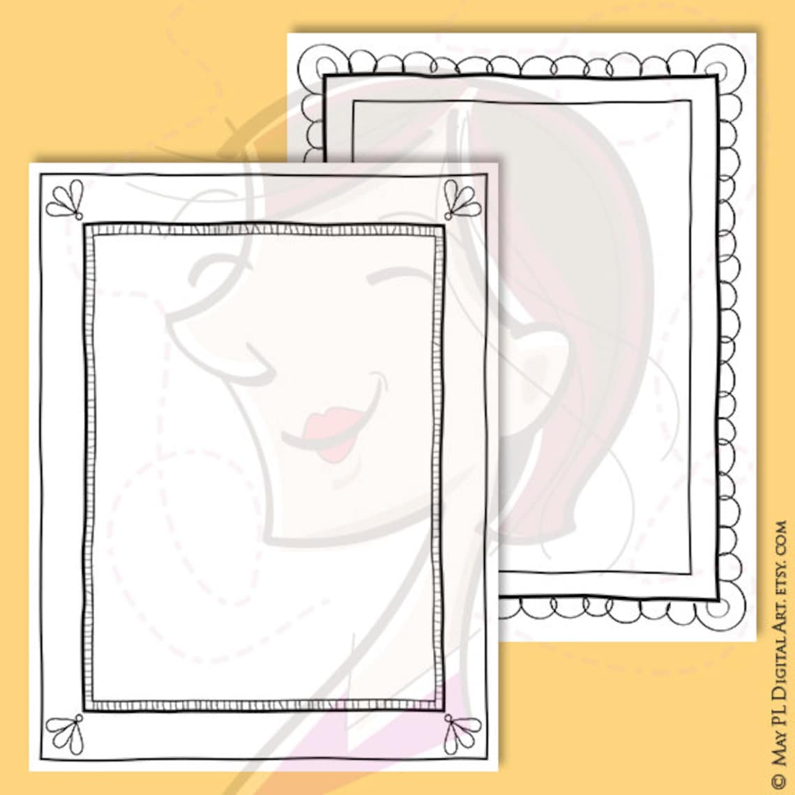 Hand Drawn Borders Png 8x11 Page Border Clipart Perfect for | Etsy UK