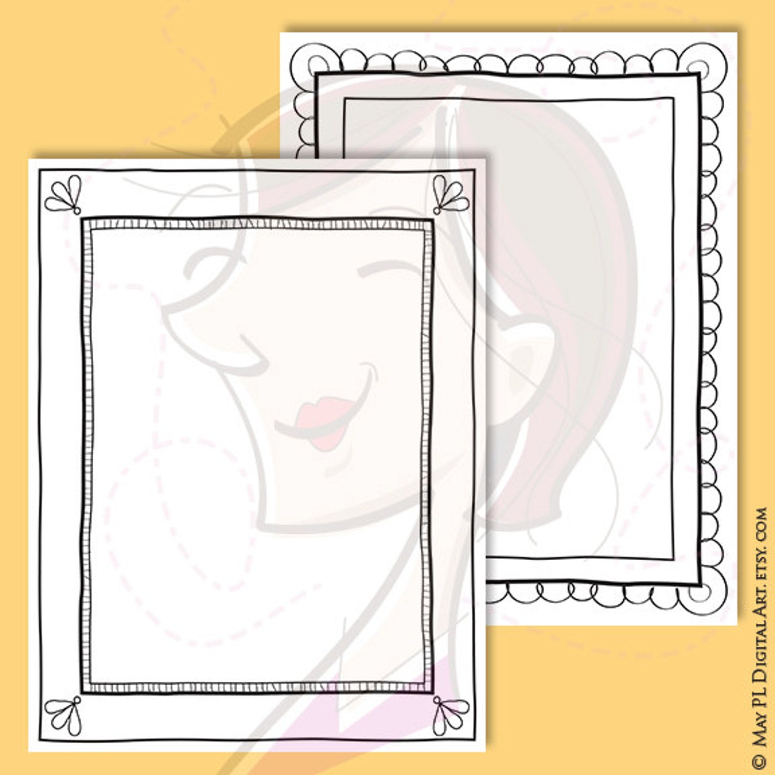 Hand Drawn Borders Png 8x11 Page Border Clipart Perfect for | Etsy UK