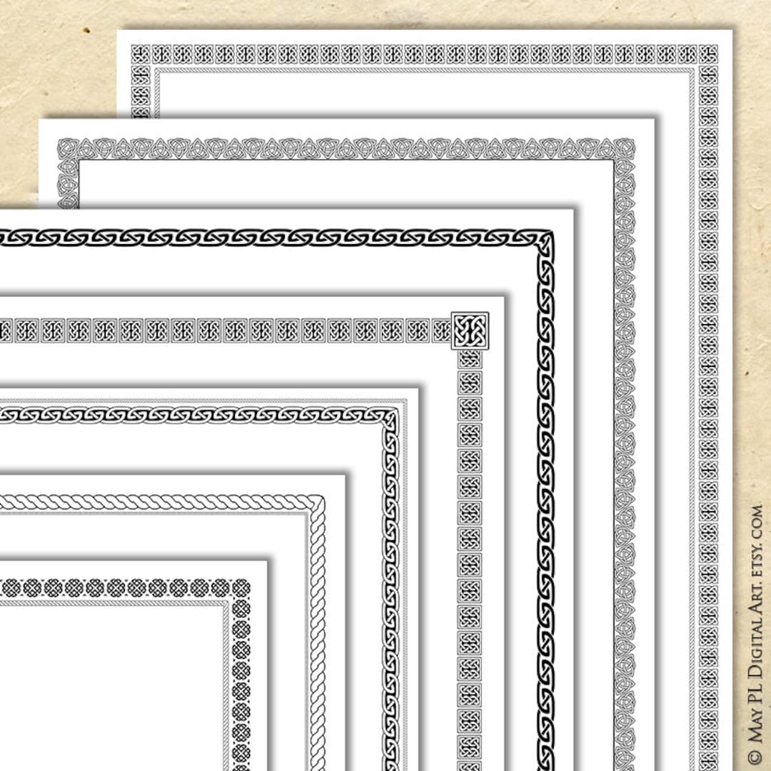 Black Simple Borders Clip Art Celtic Knots Digital Download Frames for ...