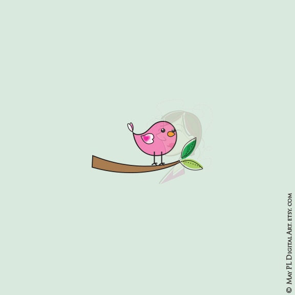 Birds on A Branch Tree Clipart - Cute Vector Perfect for DIY Cards ...