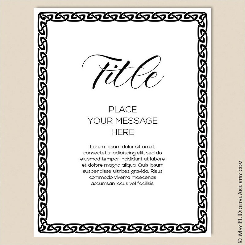 Celtic Knot Black Borders Certificate Digital Frames High - Etsy