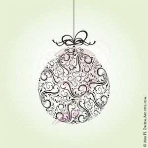 Christmas Baubles Clip Art Retro Xmas Ornaments Decorations Vintage ...