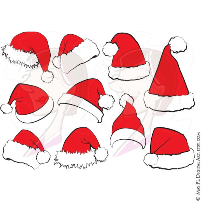 Santa Hat SVG Clipart Christmas Santa Claus Hat Clip Art Santa - Etsy