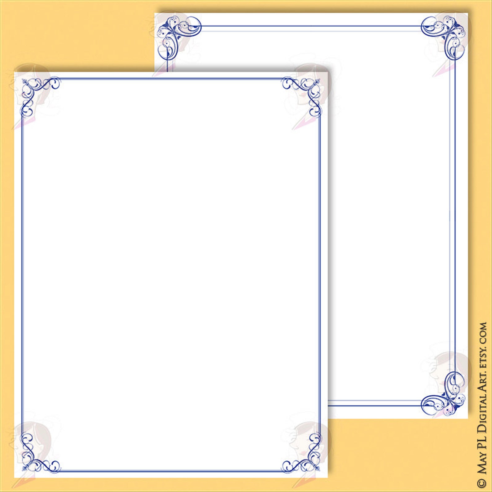 Navy Blue Borders and Frames 8x11 Decorative Border Corner - Etsy